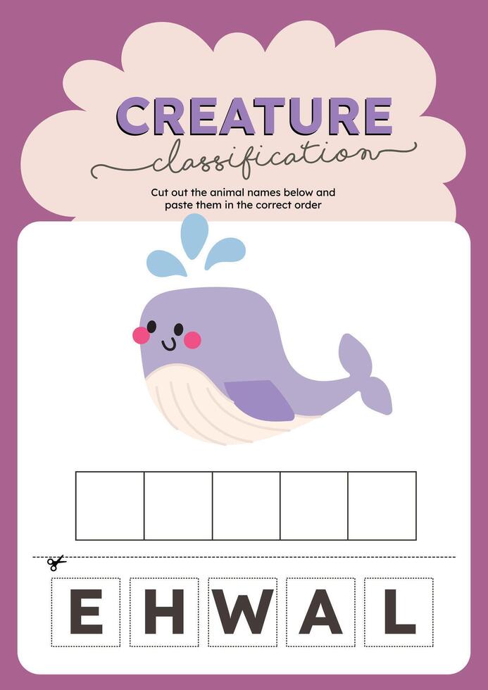 cut and paste animal learning alphabet english language worksheet ...