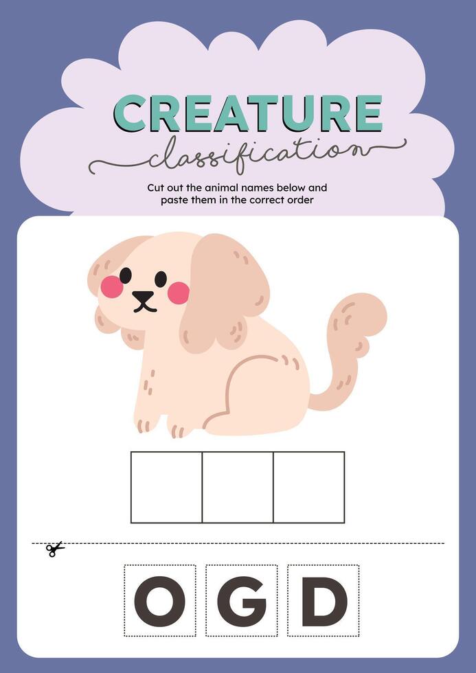 cut and paste animal learning alphabet english language worksheet ...