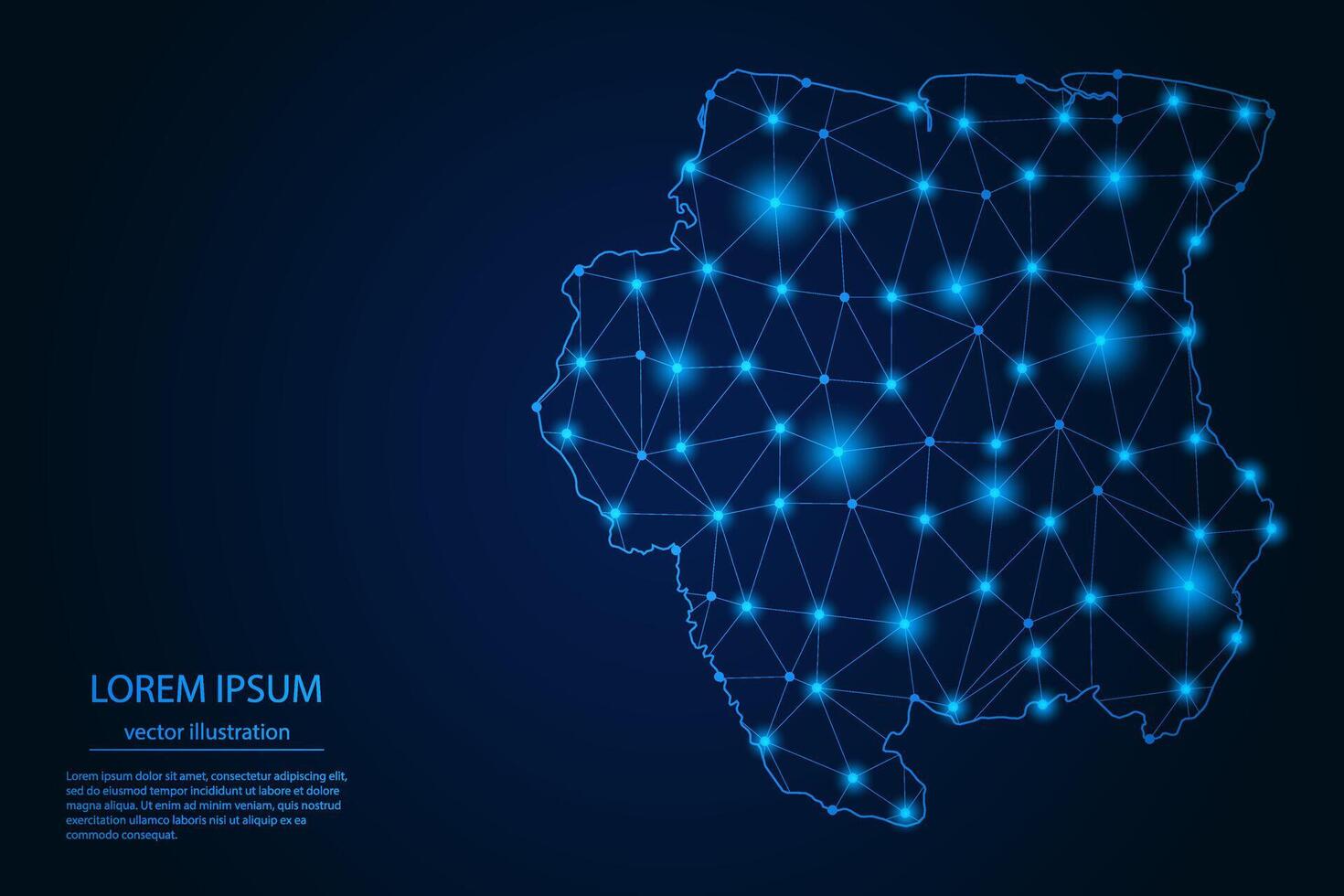 Abstract Image Suriname Map With Blue Glow Dots And Lines On Dark Gradient Background 3d Mesh