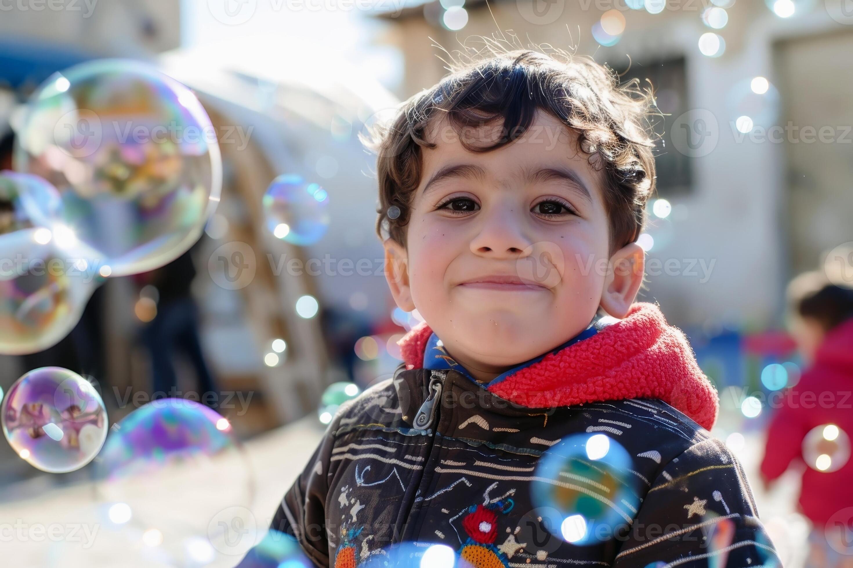 Kids playing with soap bubbles. AI generate 46450316 Stock Photo at ... Kids playing with soap bubbles. AI generate 46450316 Stock Photo at ...
