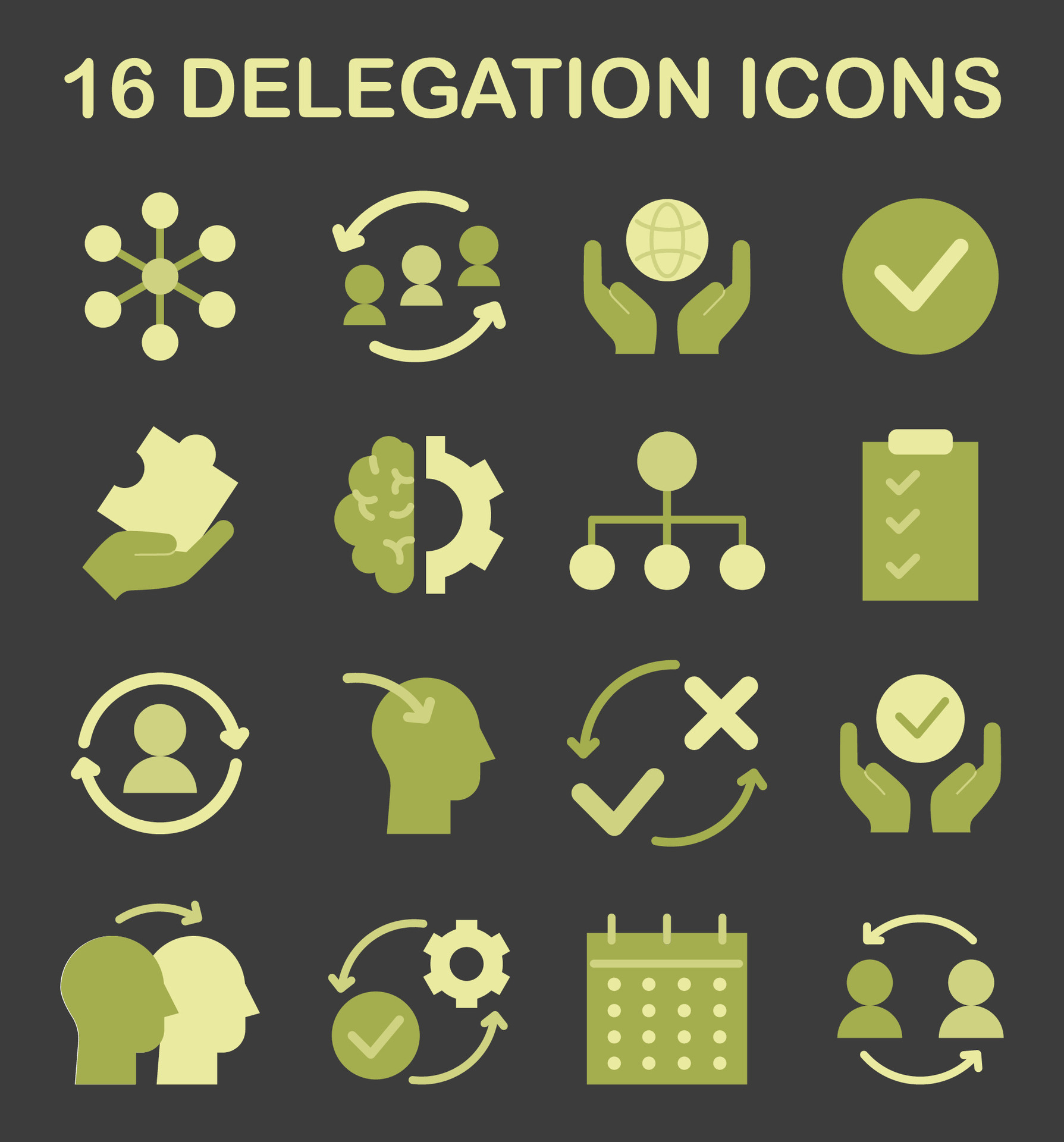 Delegation Icon Set Task Assignment And Control Leadership Symbol