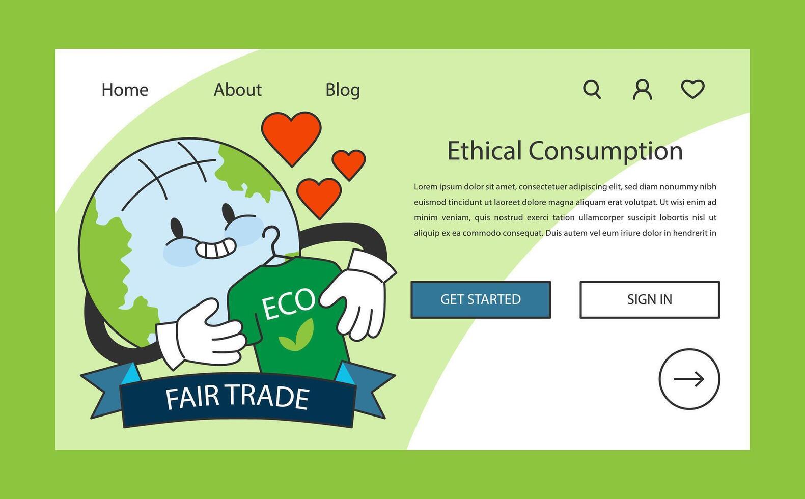 Sustainability web banner or landing page. Fair trade and ethical ...