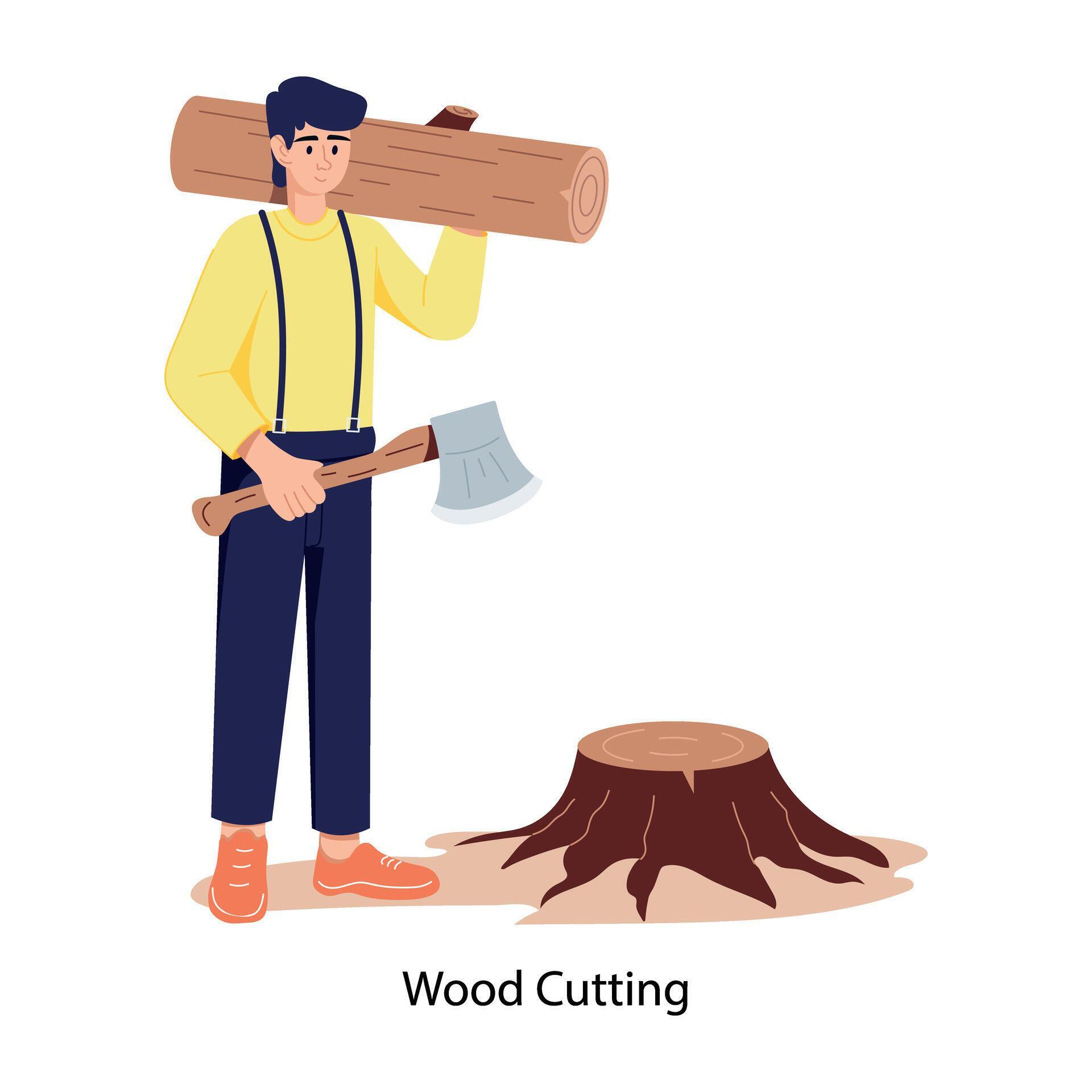 Get this flat illustration of wood cutting man 46452755 Vector Art at ...