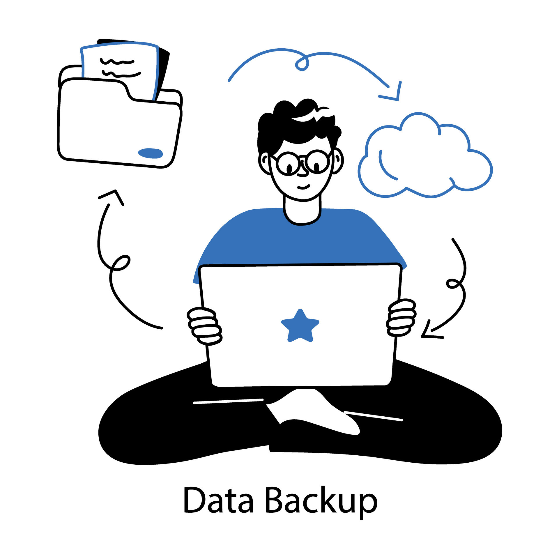 Ready to use doodle mini illustration of data backup 46452827 Vector ...