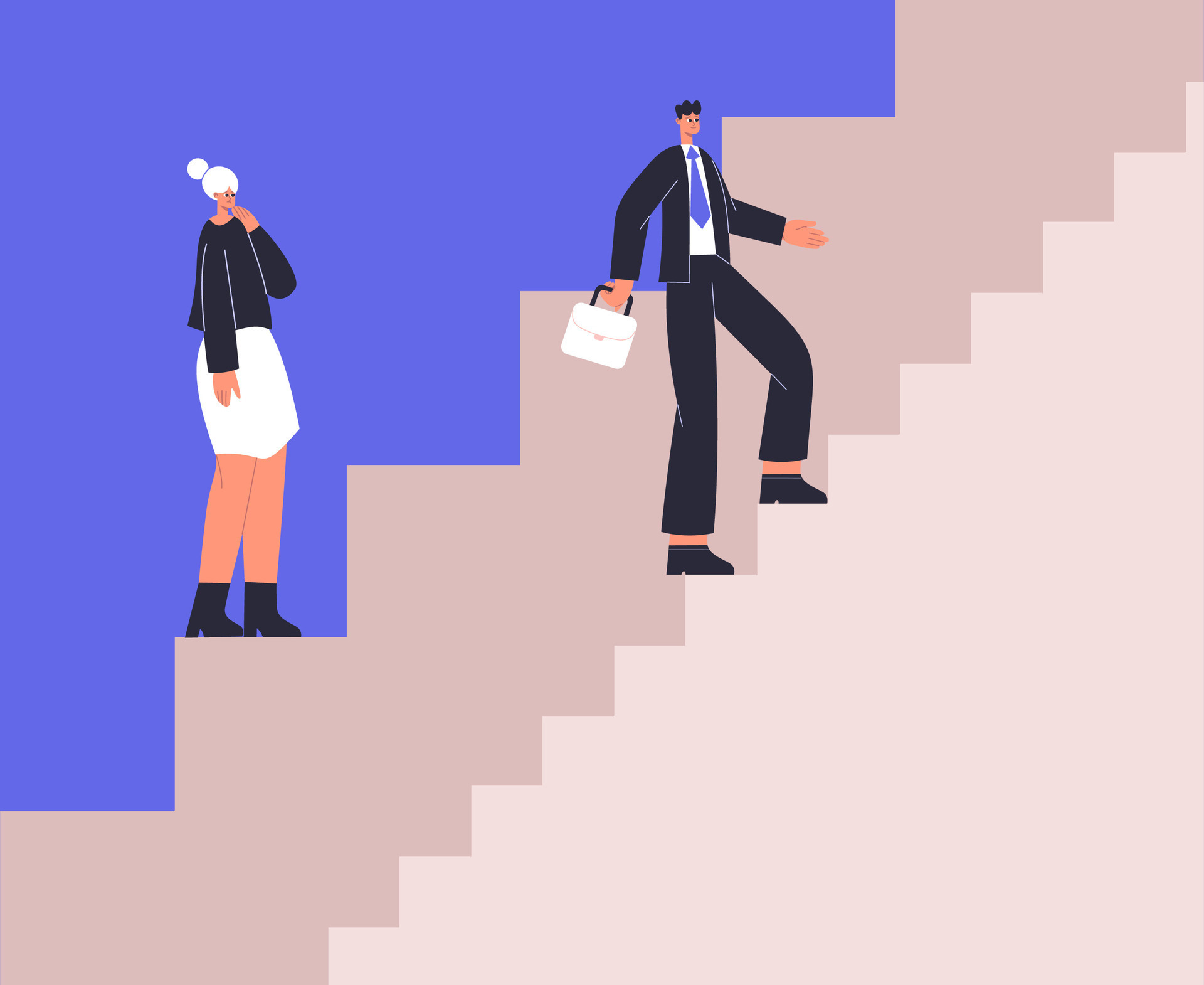 Career Gender Inequality Different Work Opportunities Ladder Metaphor