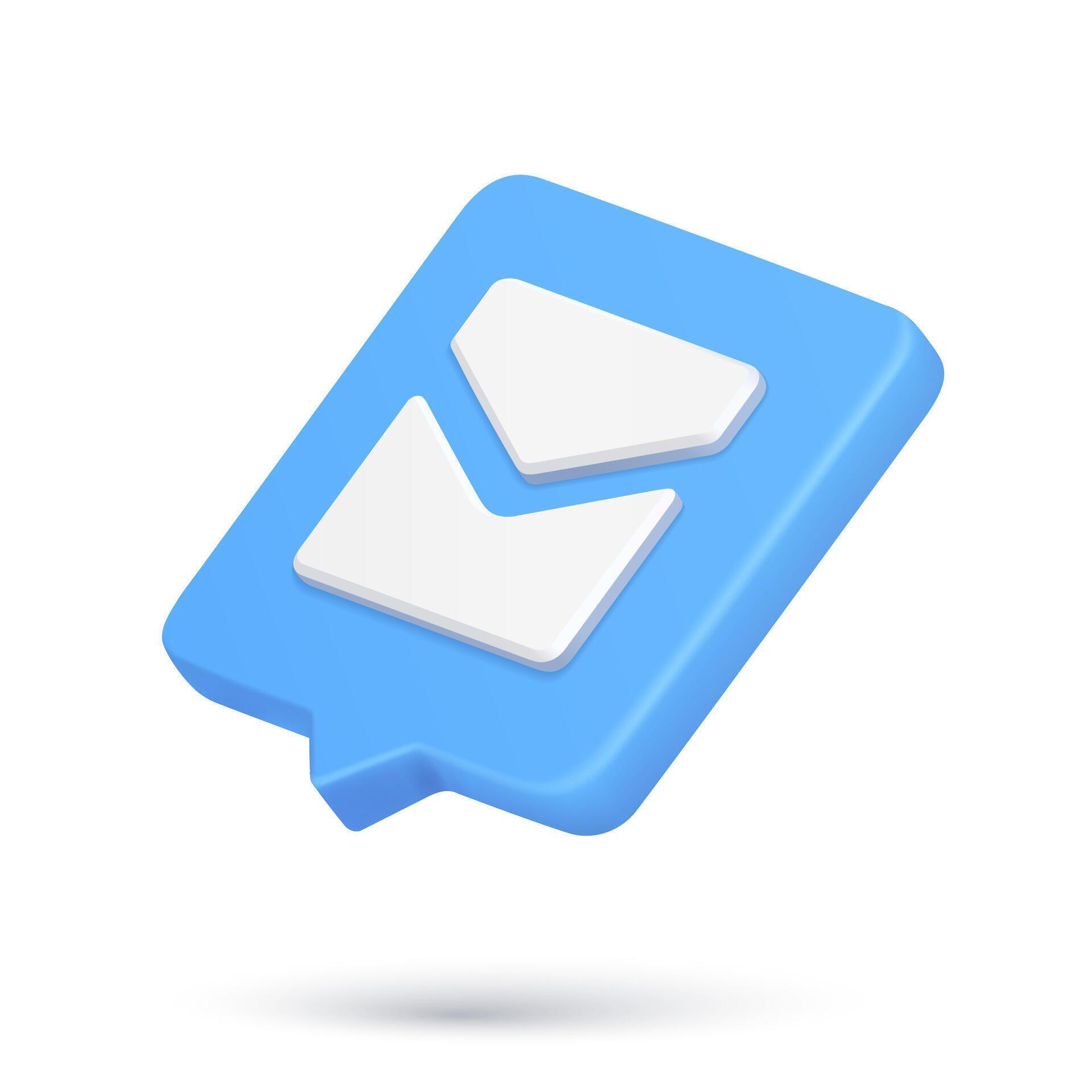 Minimalist closed envelope incoming message newsletter alert quick tips 3d icon isometric ...