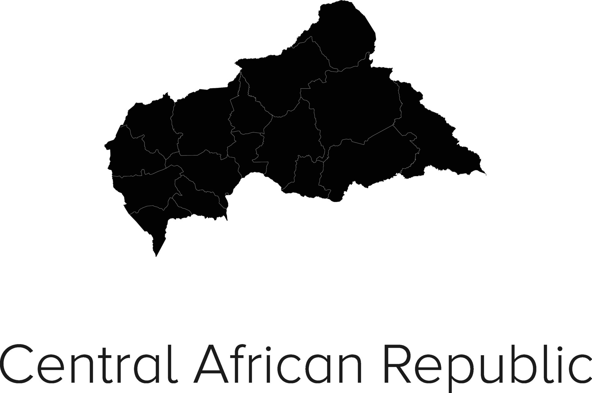 Central African Republic Map Illustration - Silhouette, Outline ...