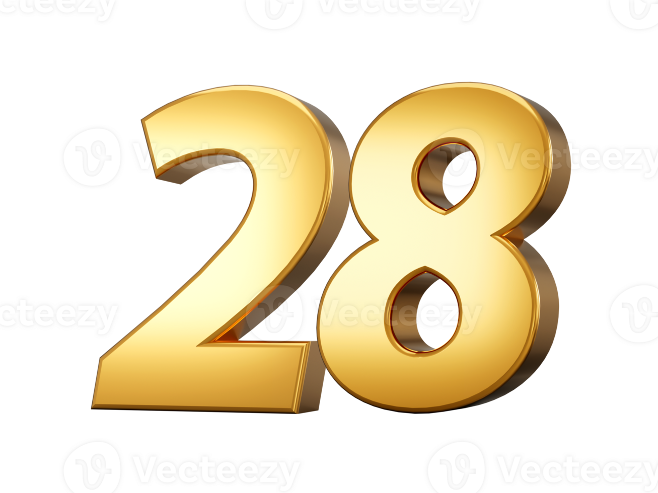 Dorado Metálico Número 28 Veinte Ocho 3d Ilustración 46457086 Png