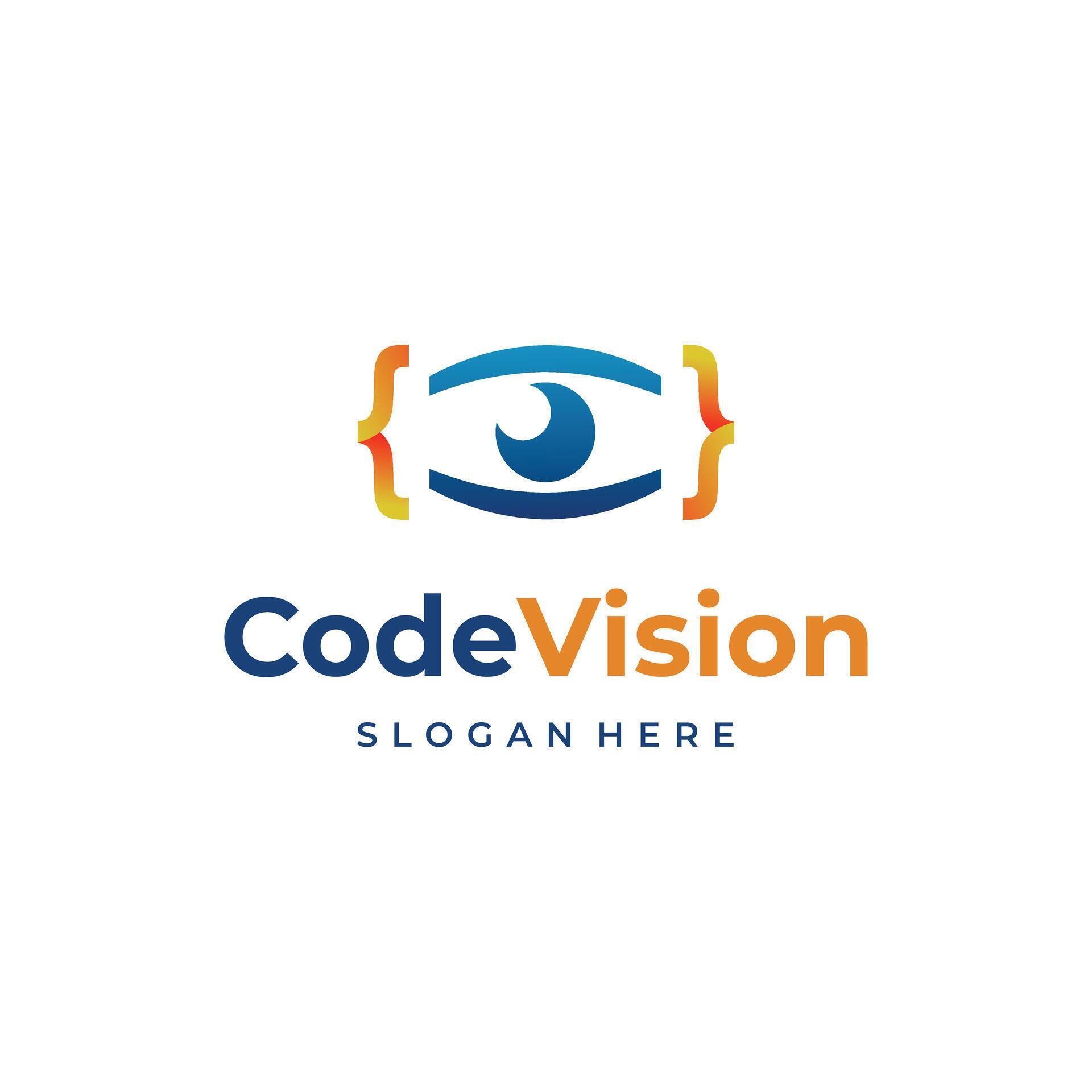Code vision logo design with eye and code symbol concept, this logo good for programmer service ...