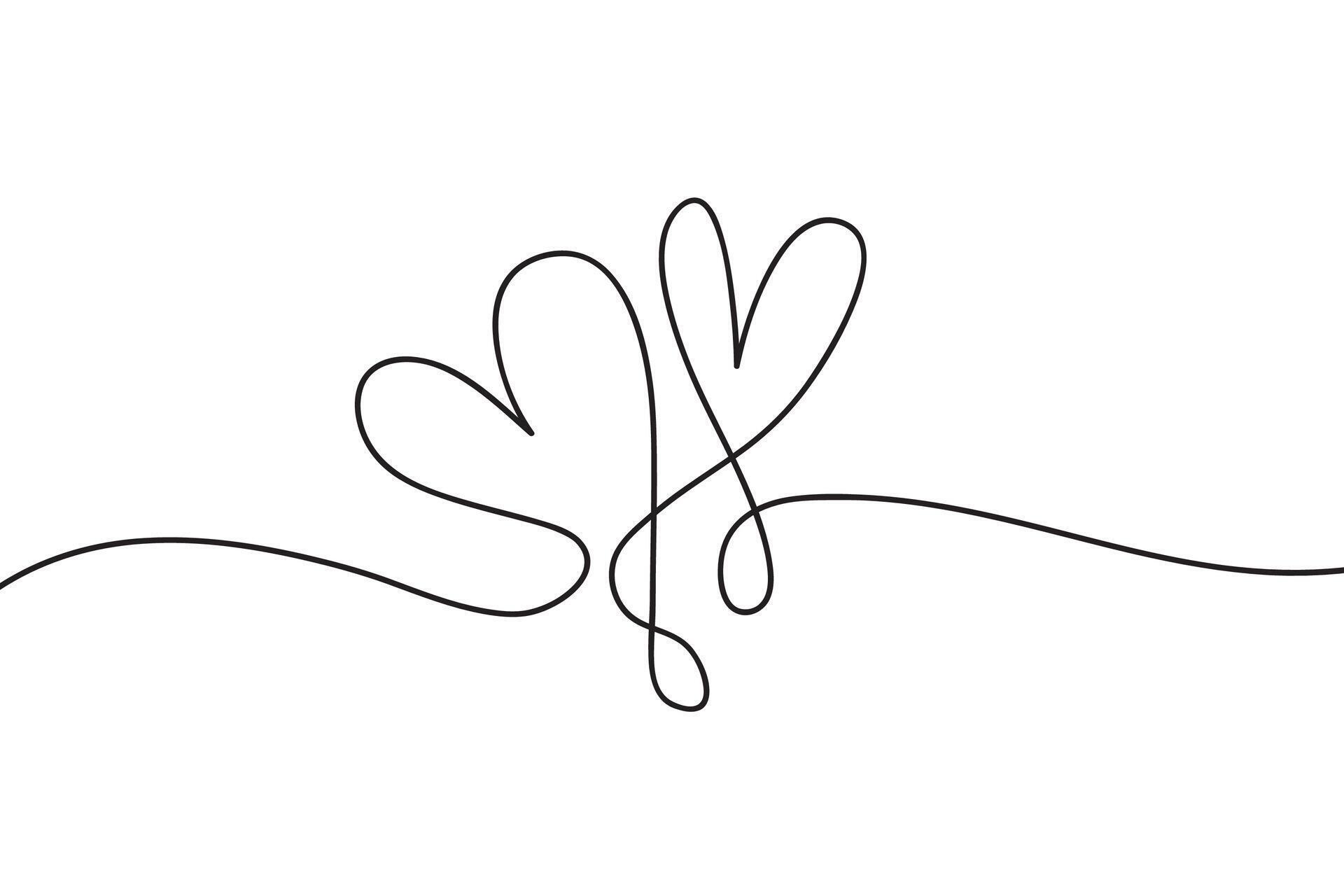 Heart.Fire one continuous line drawing. Abstract black and white ...