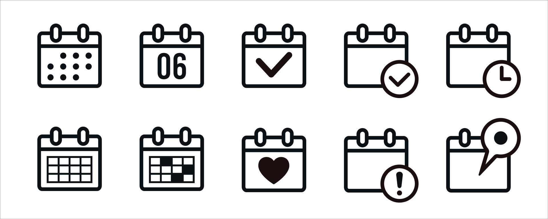 Collection of simple calendar icons design including daily, current ... Collection of simple calendar icons design including daily, current ...