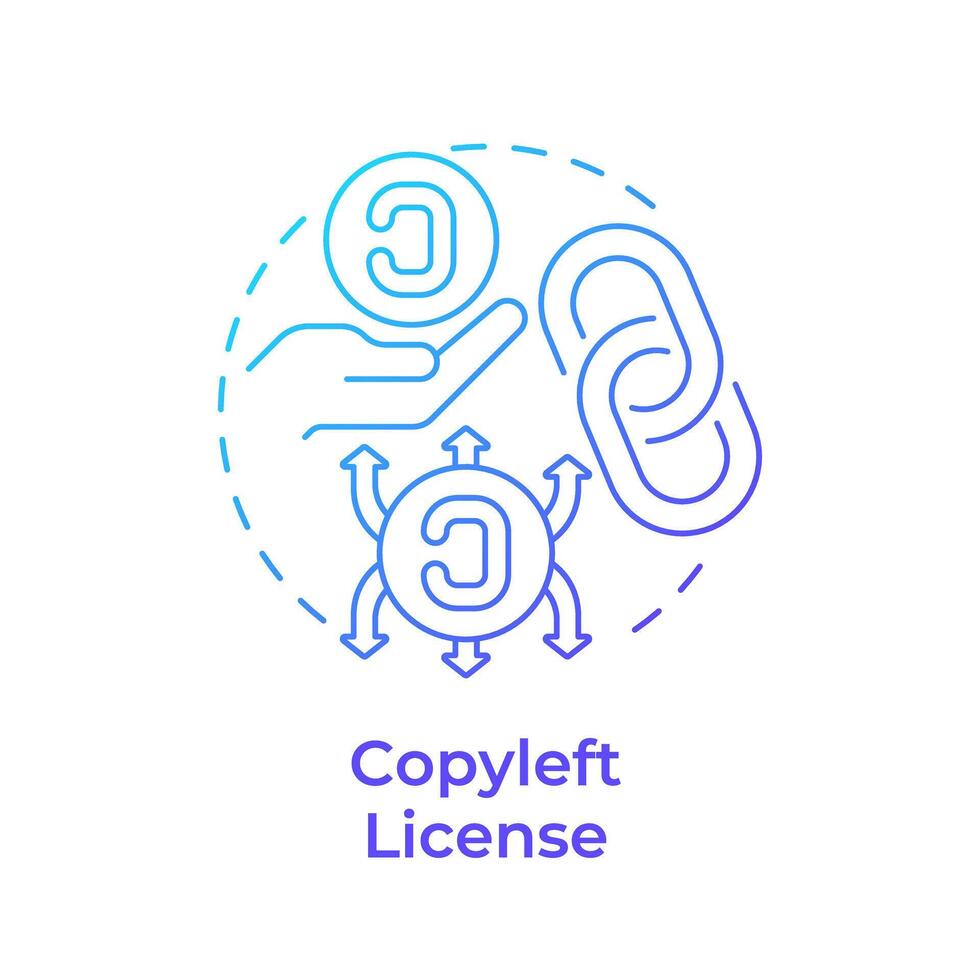 Copyleft license blue gradient concept icon. Copyright protection ...