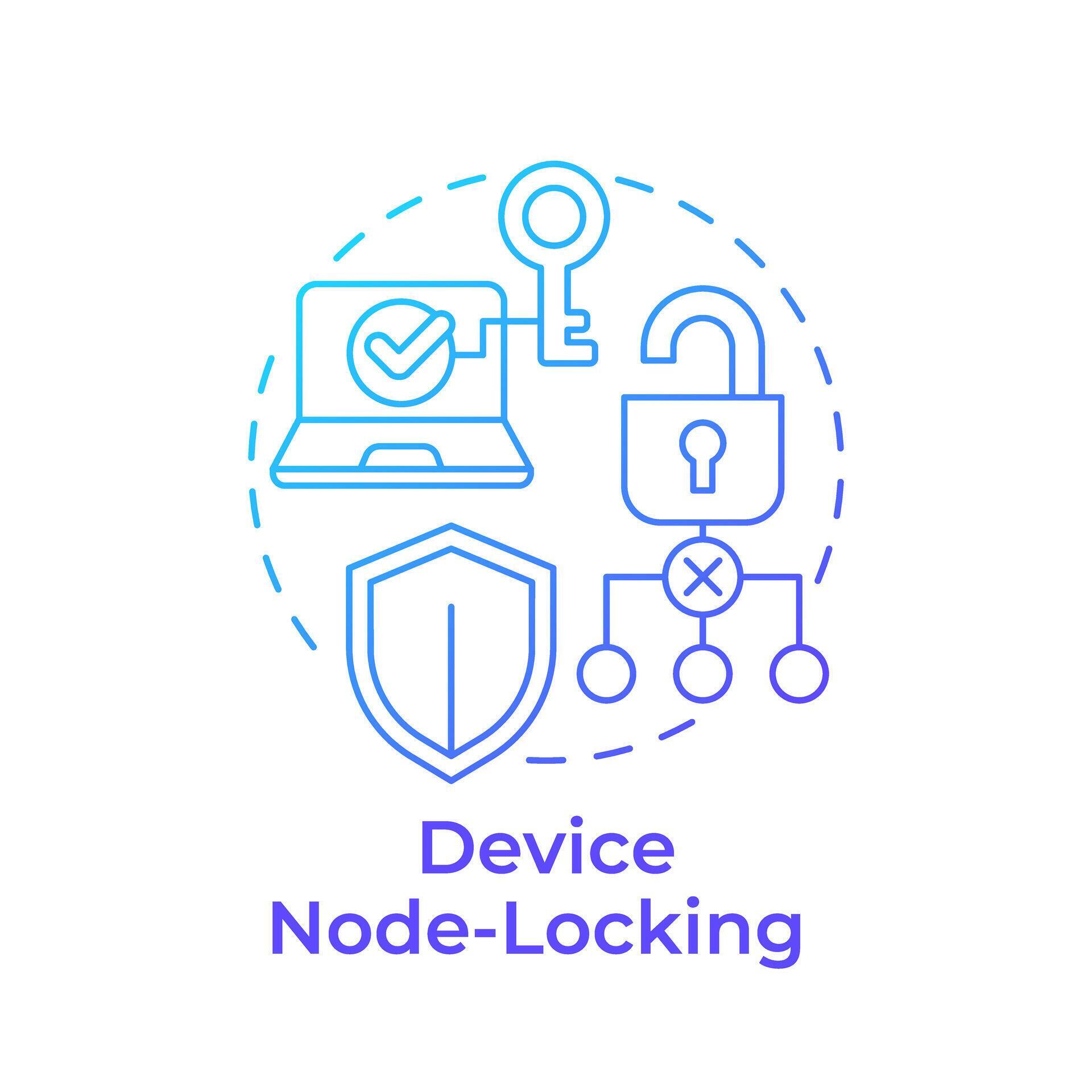 Device node-locking blue gradient concept icon. Software tracking. Access control monitoring ...