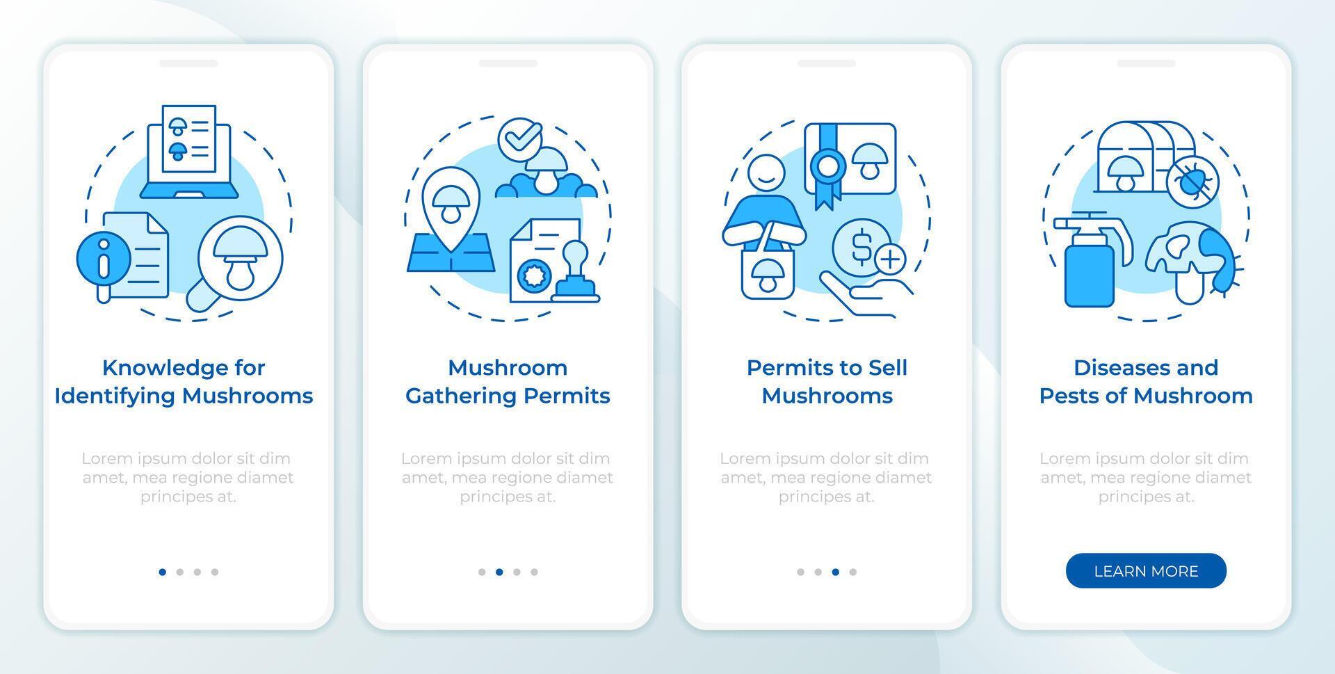 Mushroom Management Regulation Blue Onboarding Mobile App Screen