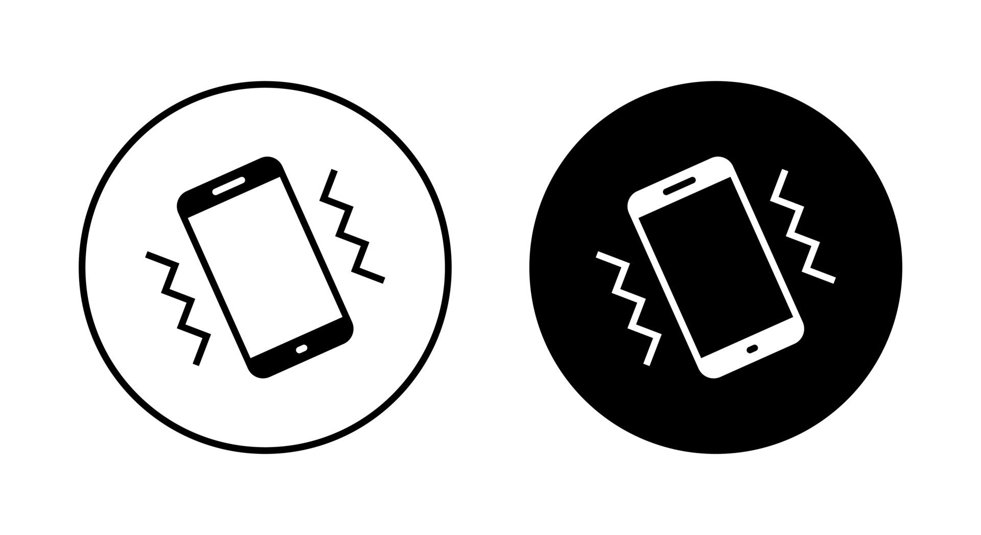 Mobile Phone Vibration Icon On Black Circle Vibrate Mode Concept
