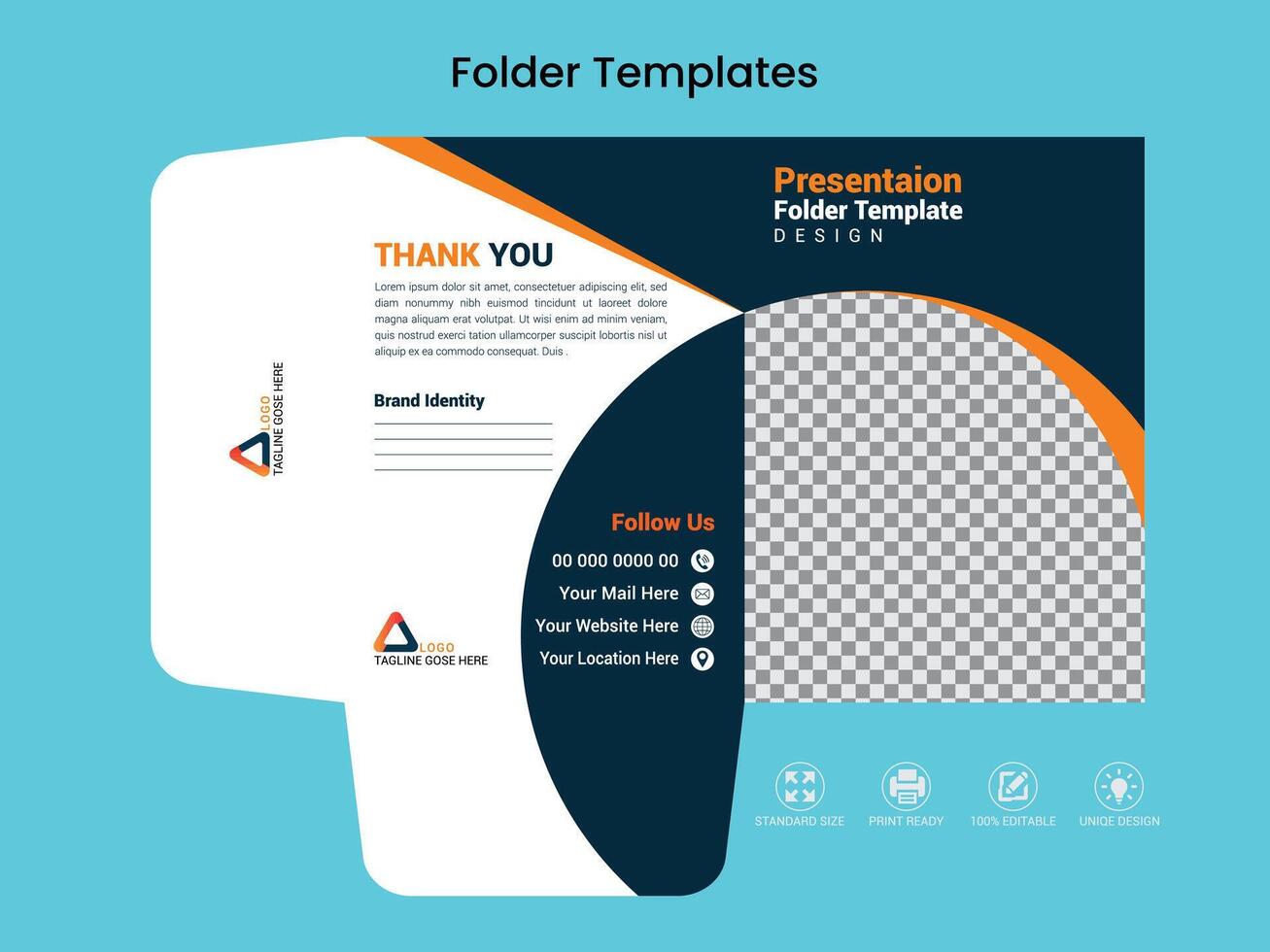 Presentation folder template design,for corporate office with blue and ...