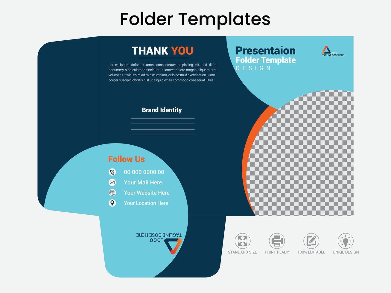 Presentation folder template design,for corporate office with blue and ...