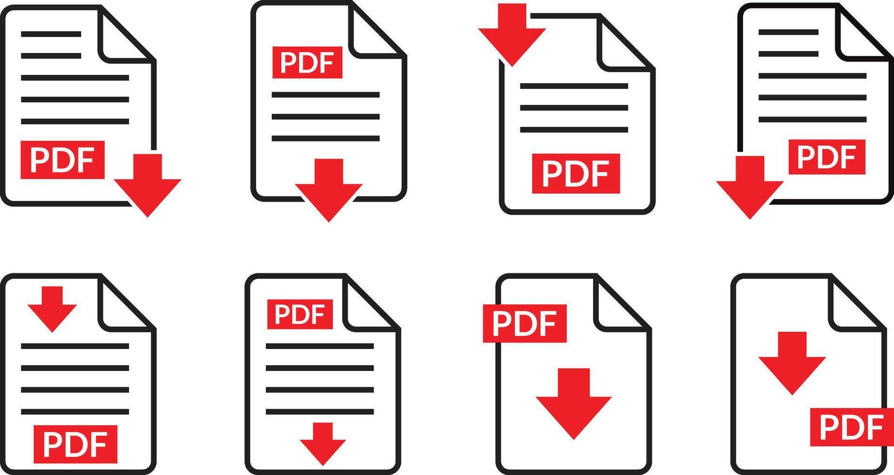 pdf file download symbols set, pdf document text, web format information, pdf file download icon ...