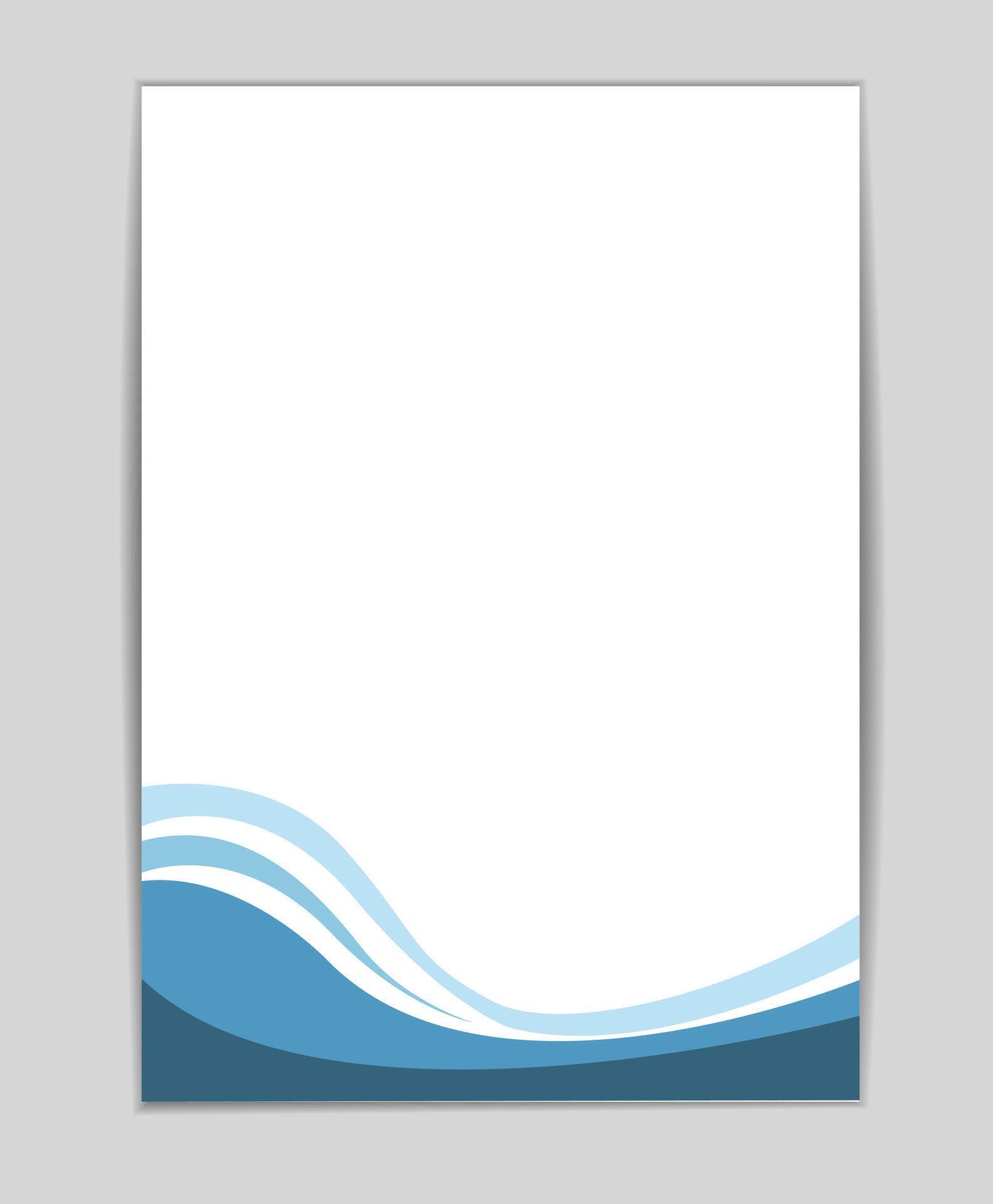 A4 Invoice Template With Minimalist Design Border Gradient Blue Wave Pattern At The Top And