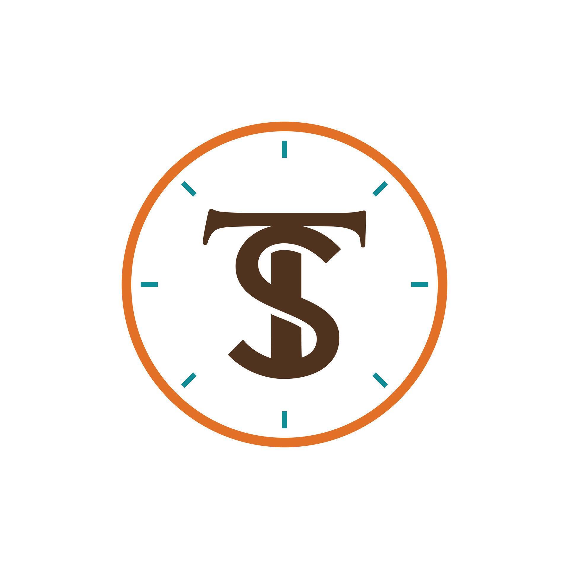 Initial TS Time Clock modern simple logo design, logotype element for template 46484465 Vector ...