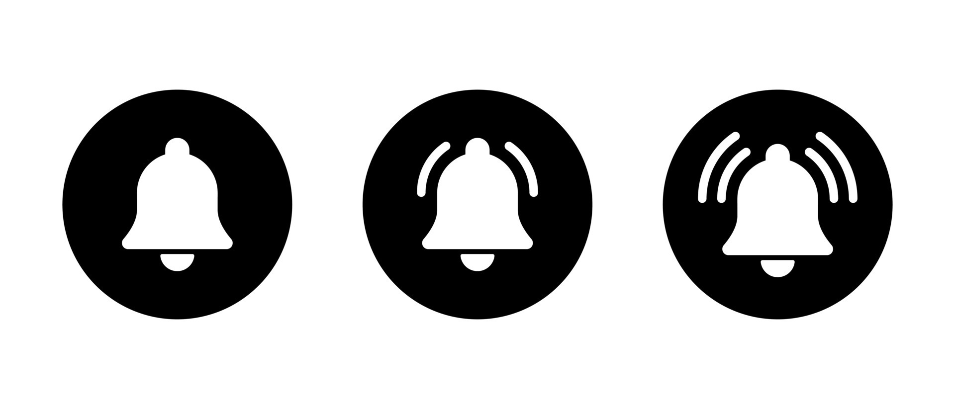 Notification ringing bell icon set on black circle 46487879 Vector Art at Vecteezy