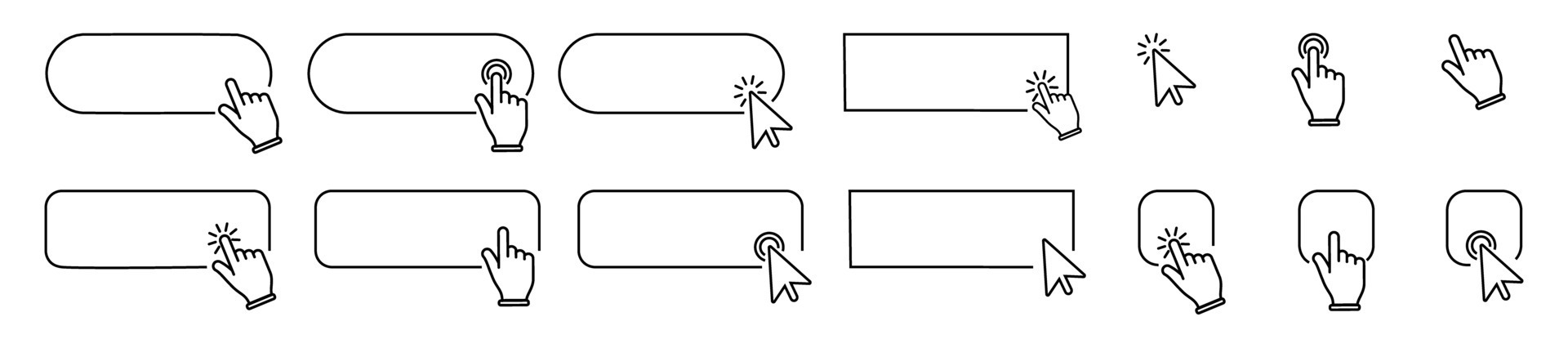Click Blank Button With Pointer Clicking Click Cursor Set Button With Hand Pointer Clicking
