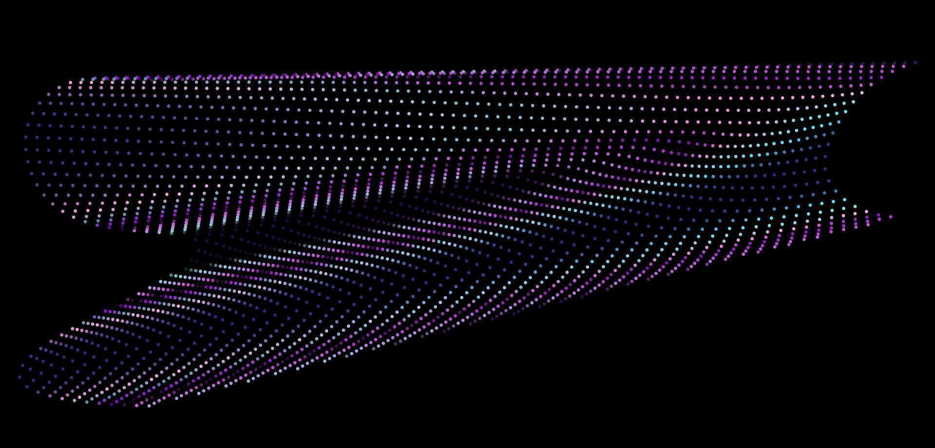 Flowing Dot Particles Wave 3d Curve Pattern Blue And Green Gradient
