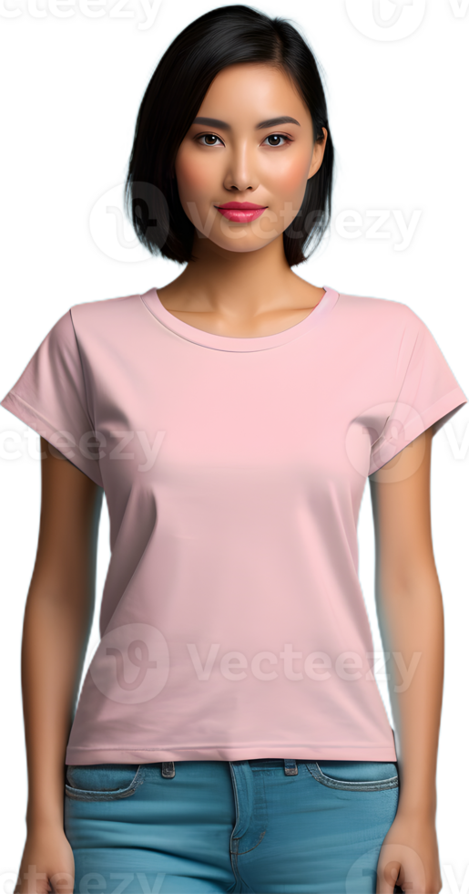A Woman Wearing A Pink T Shirt 46497167 Png