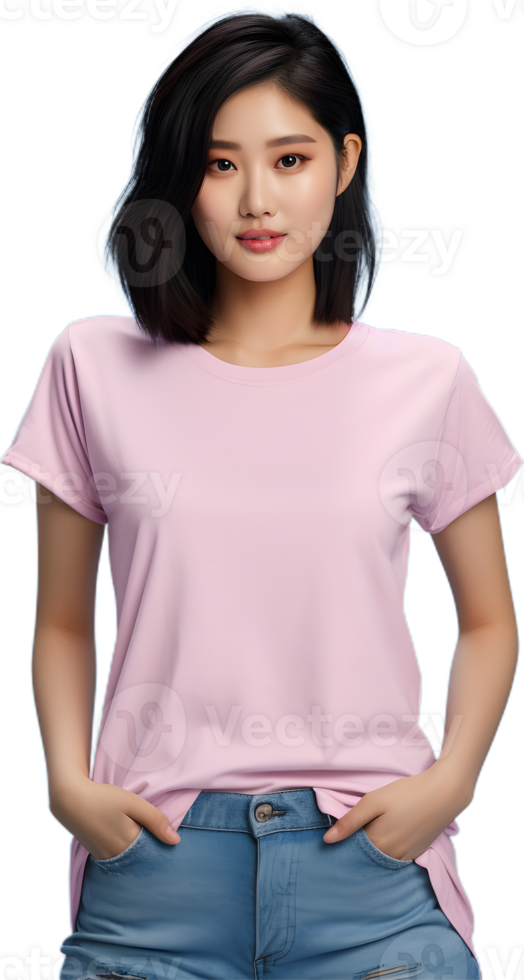 A Woman Wearing A Pink T Shirt 46497168 Png