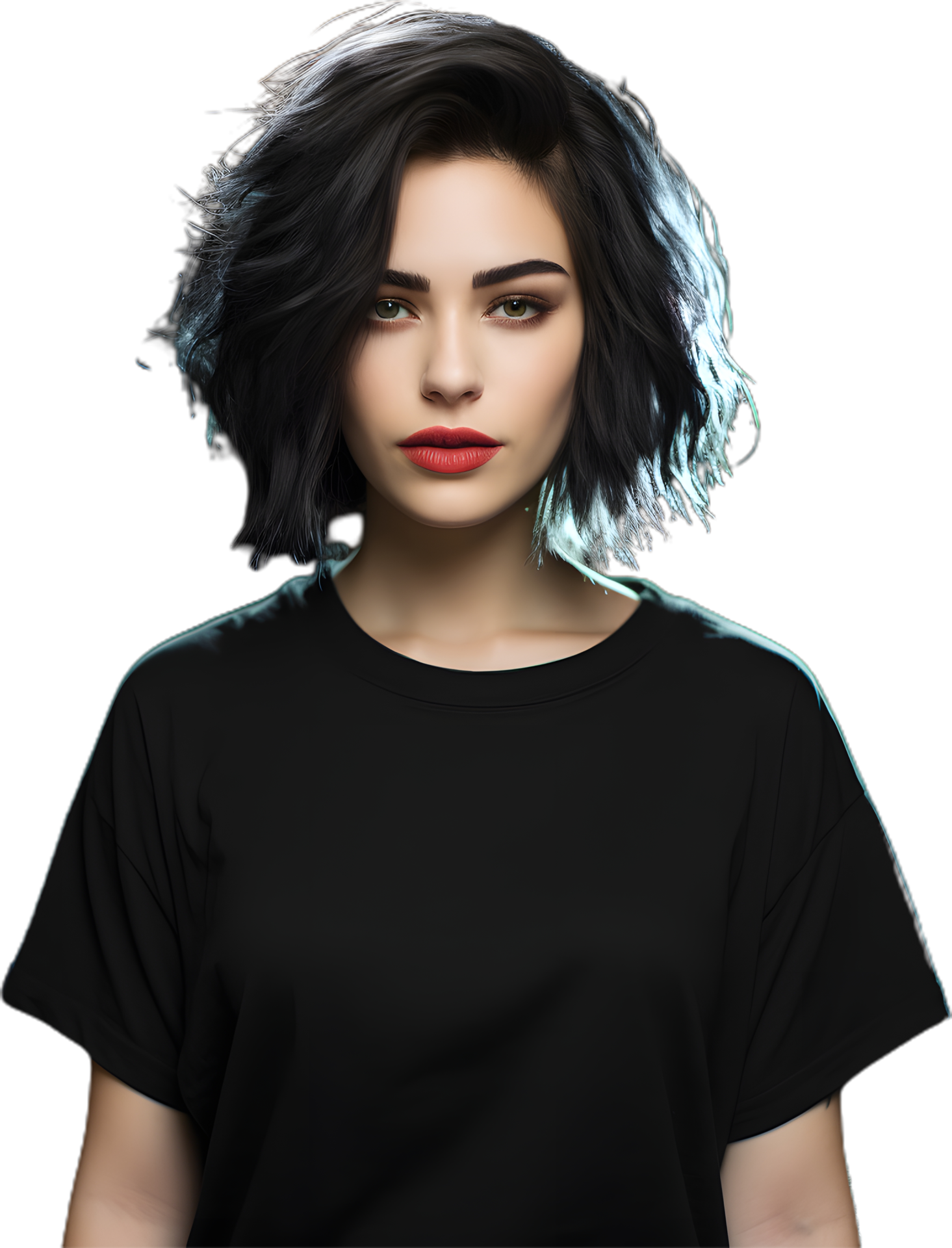 A Beautiful Blonde Woman In Black T Shirt 46497192 Png