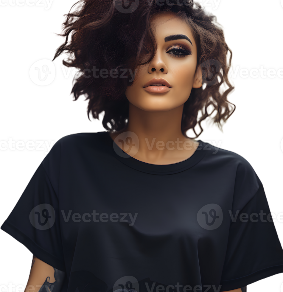 A Beautiful Blonde Woman In Black T Shirt 46497208 Png