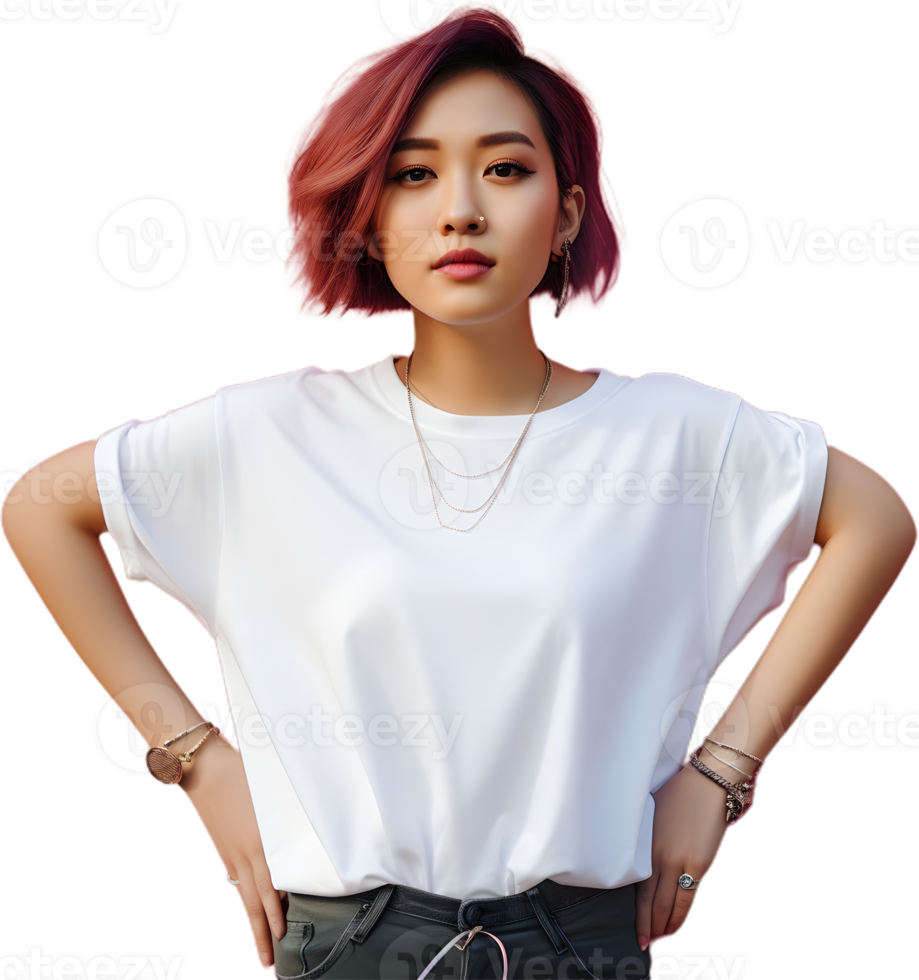 A Woman With Red Hair And A White T Shirt 46497318 Png