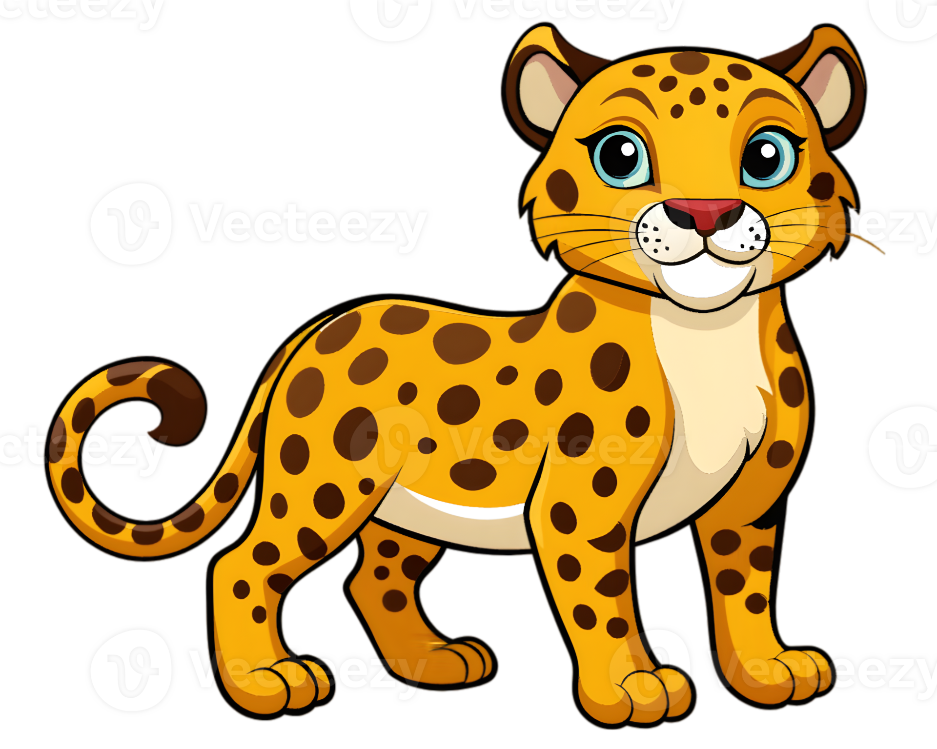 dessin animé jaguar isolé sur transparent Contexte - féroce et majestueux sauvage chat ...