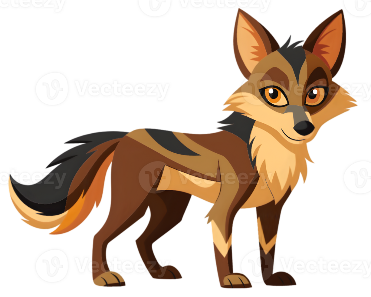 Cartoon Jackal Isolated on Transparent Background - Detailed and Wild Animal Illustration ...