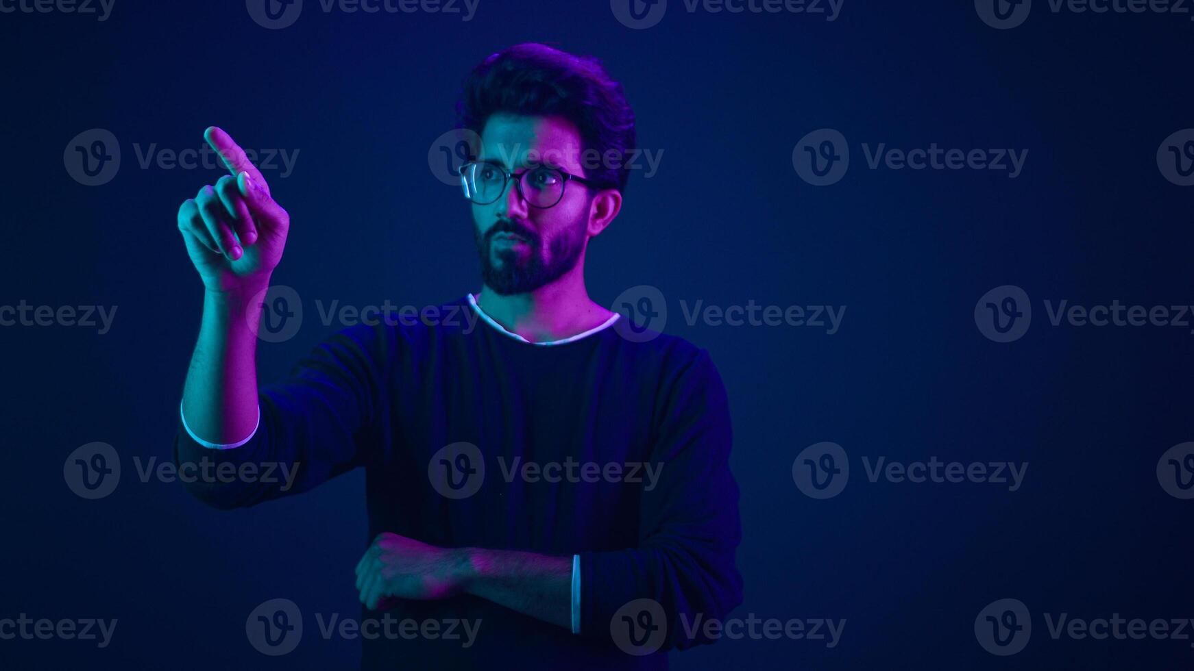 Infographic hologram backdrop template ultraviolet neon background coder programmer computer ...