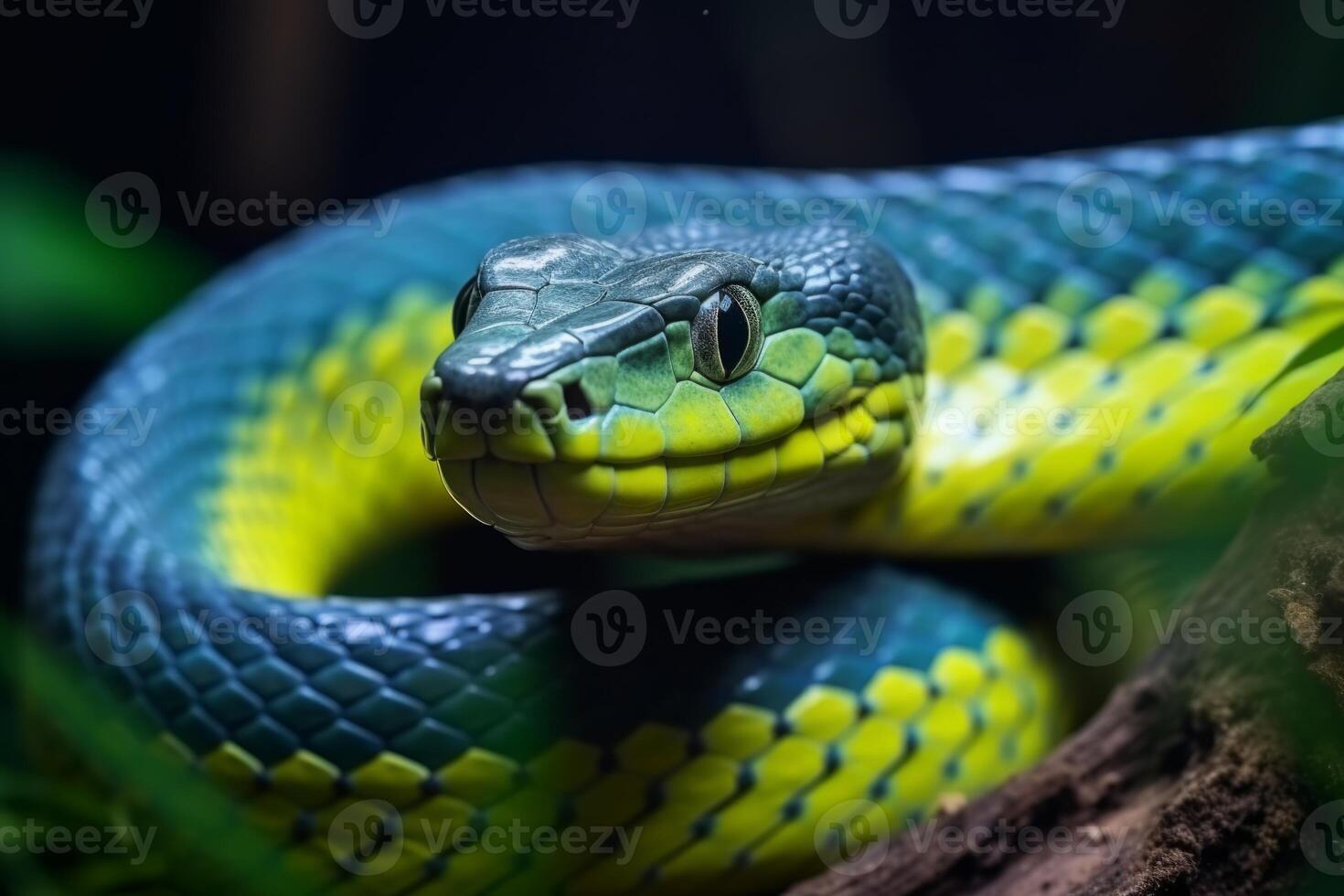 Colorful snake python cobra viper forest hiding waiting for prey ...
