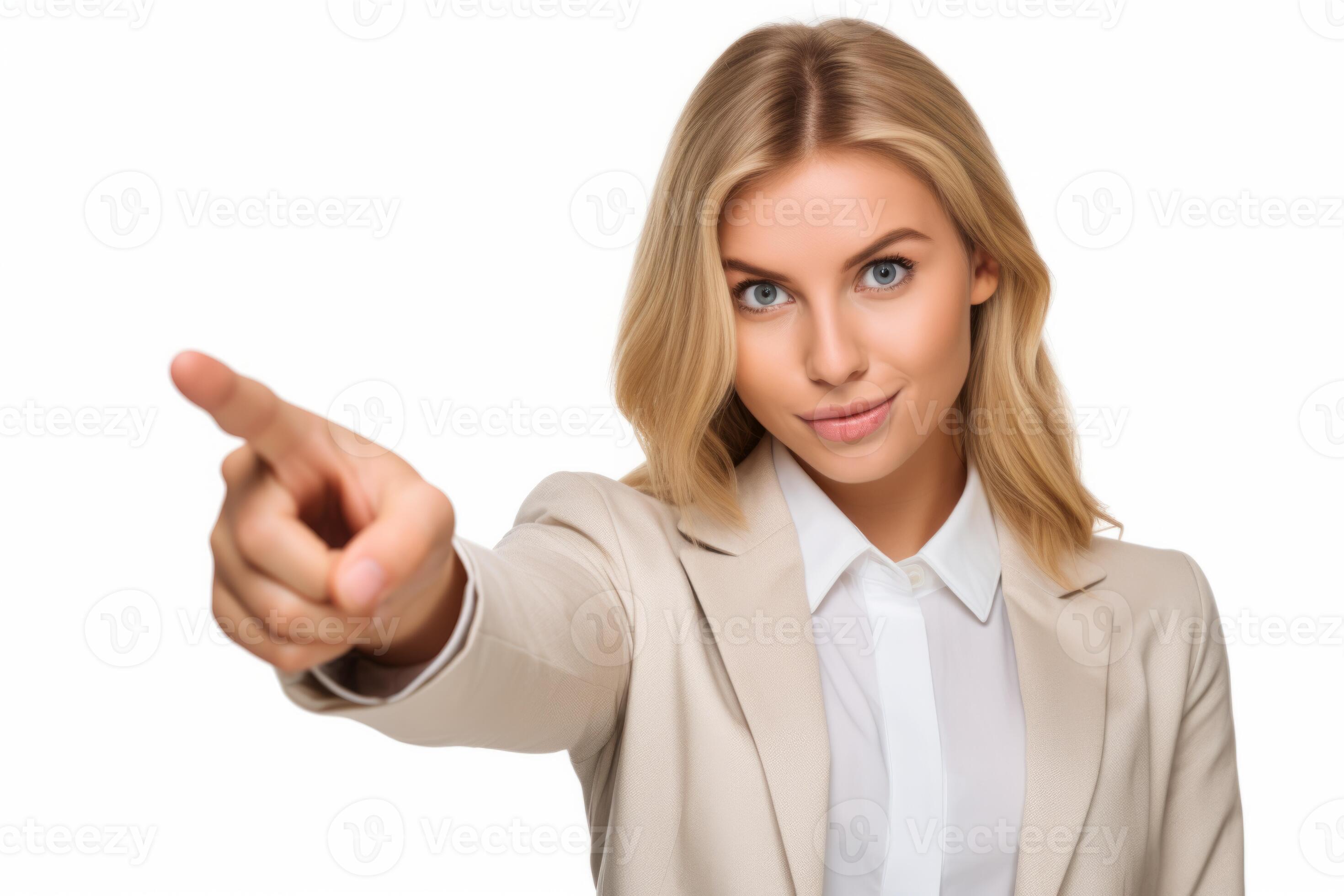 retrato joven sonriente contento positivo rubia caucásico mujer dama niña hembra ejecutivo mujer ...