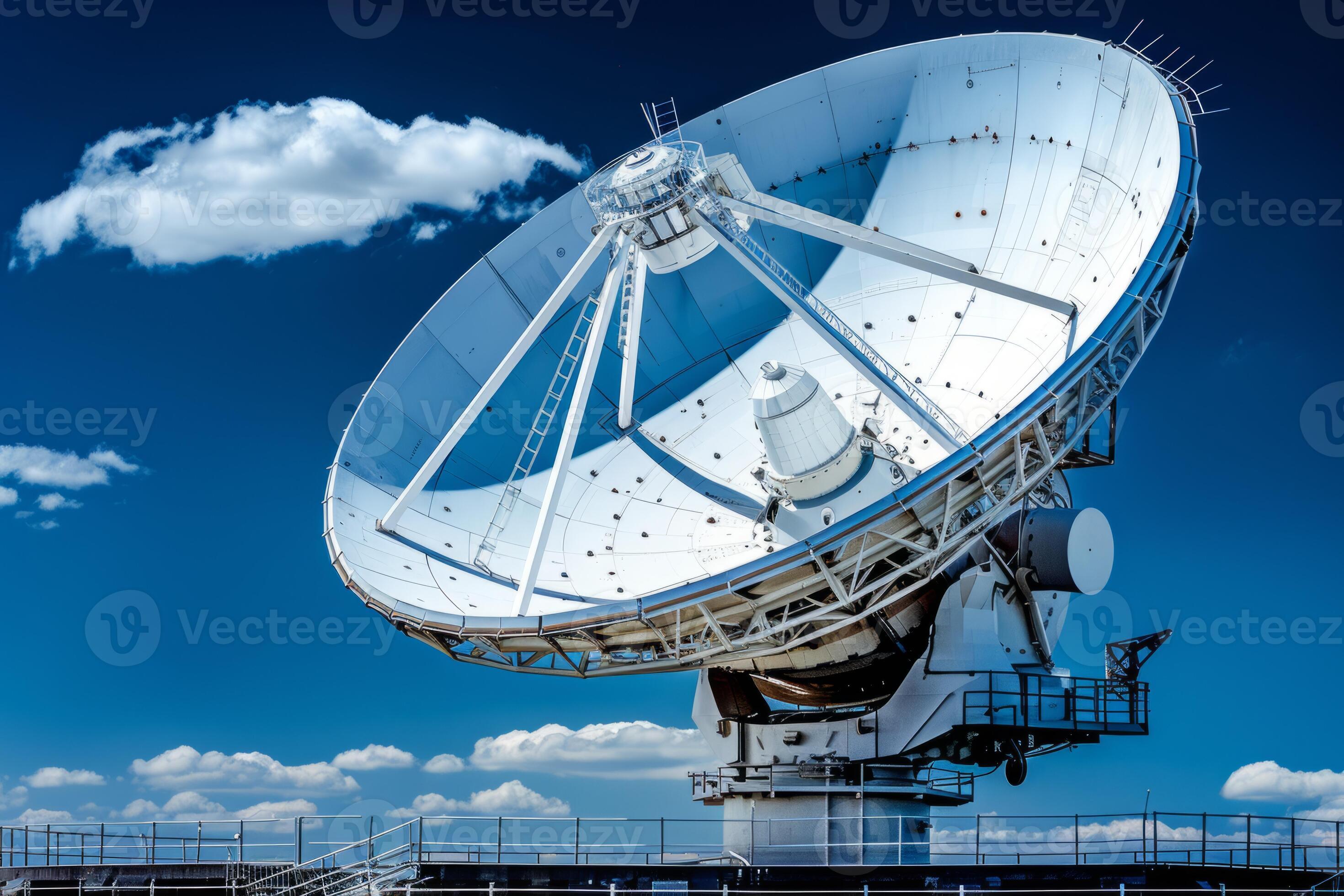 Large radio telescope satellite connection tower electronic astronomy ...