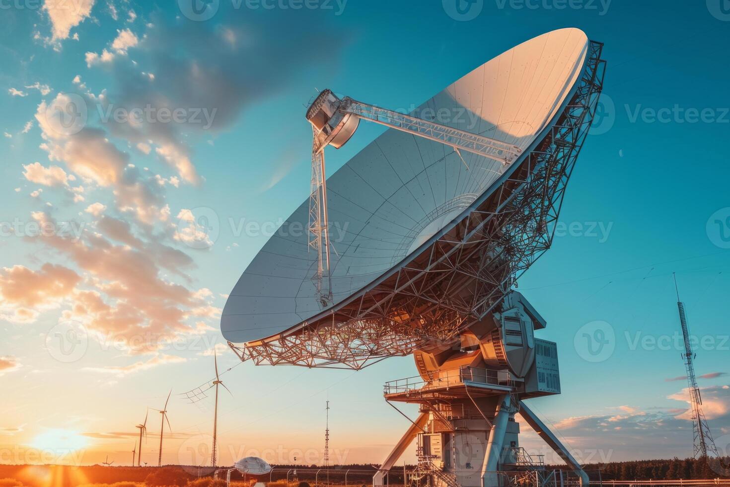 Large radio telescope satellite connection tower electronic astronomy ...