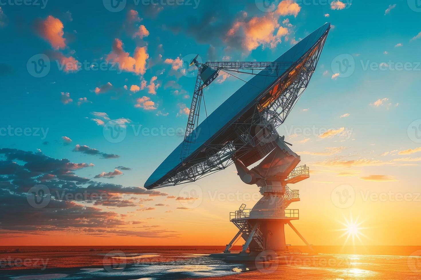Large radio telescope satellite connection tower electronic astronomy ...
