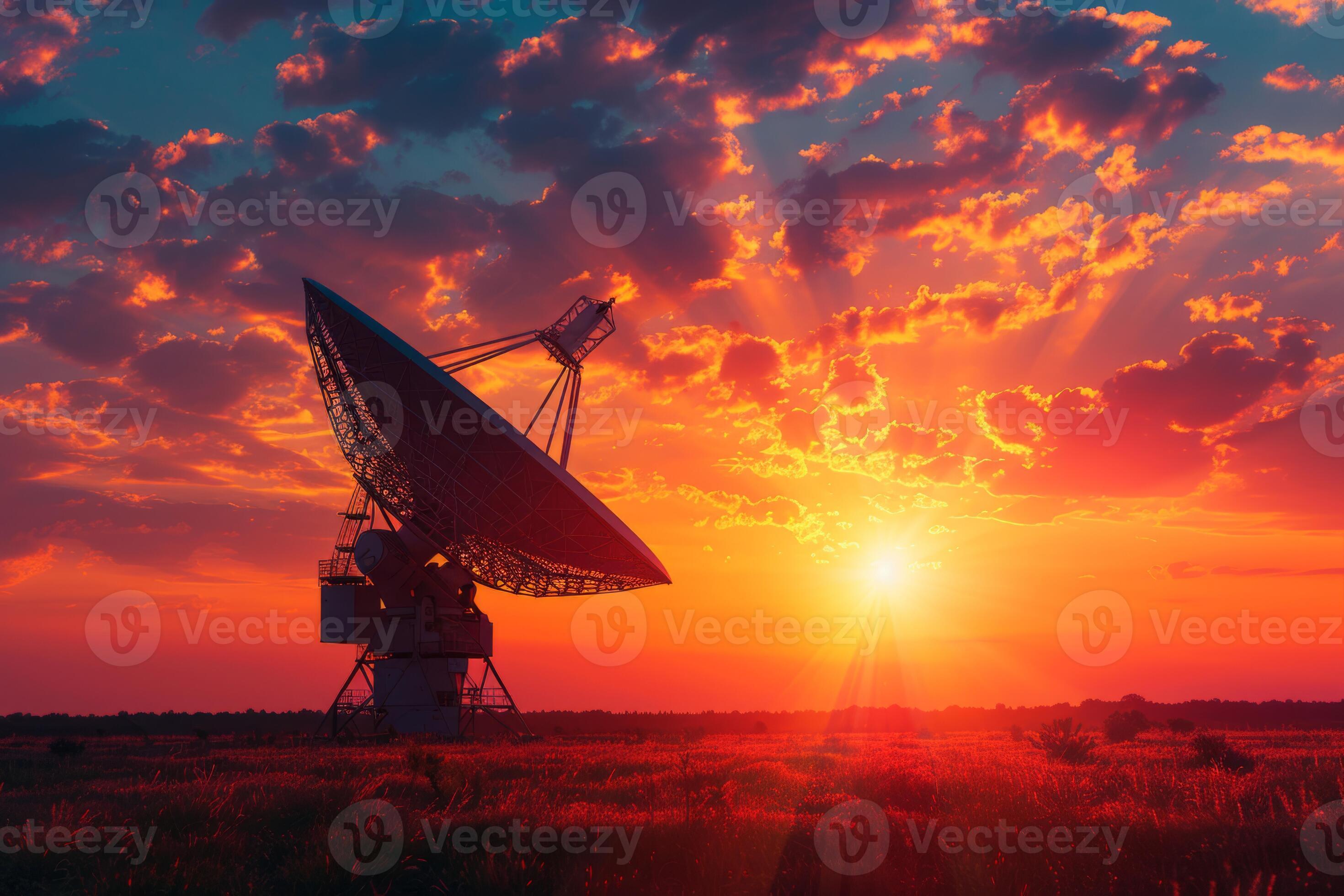 Large radio telescope satellite connection tower electronic astronomy ...