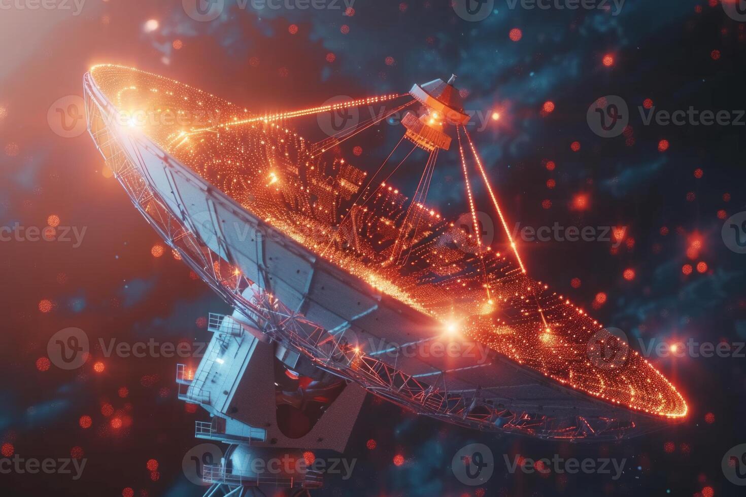 Large radio telescope satellite connection tower electronic astronomy ...