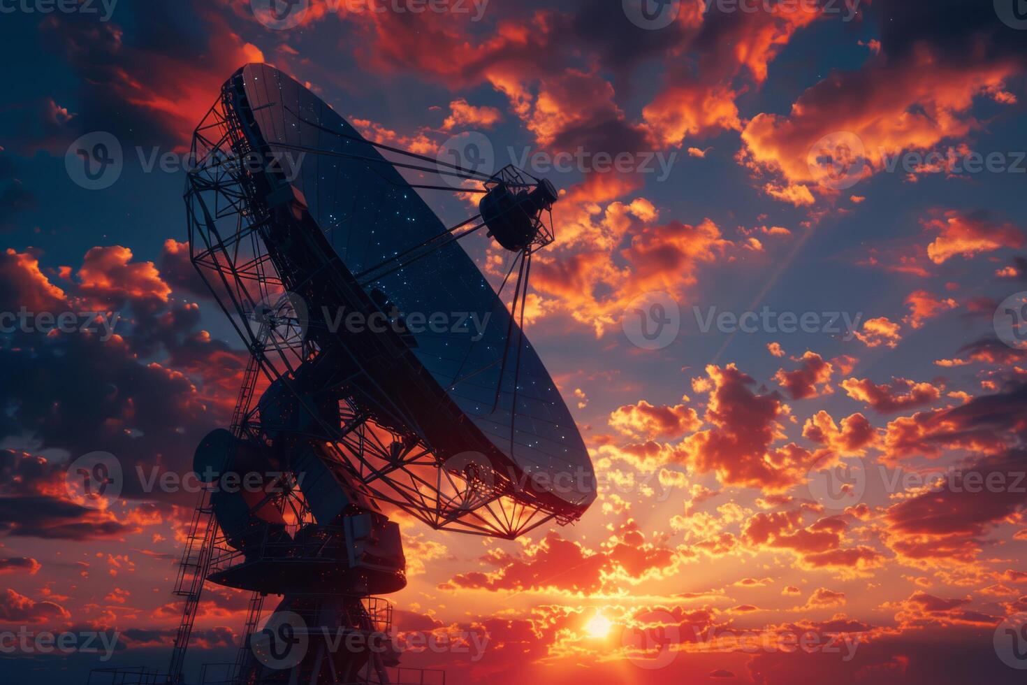 Large radio telescope satellite connection tower electronic astronomy ...