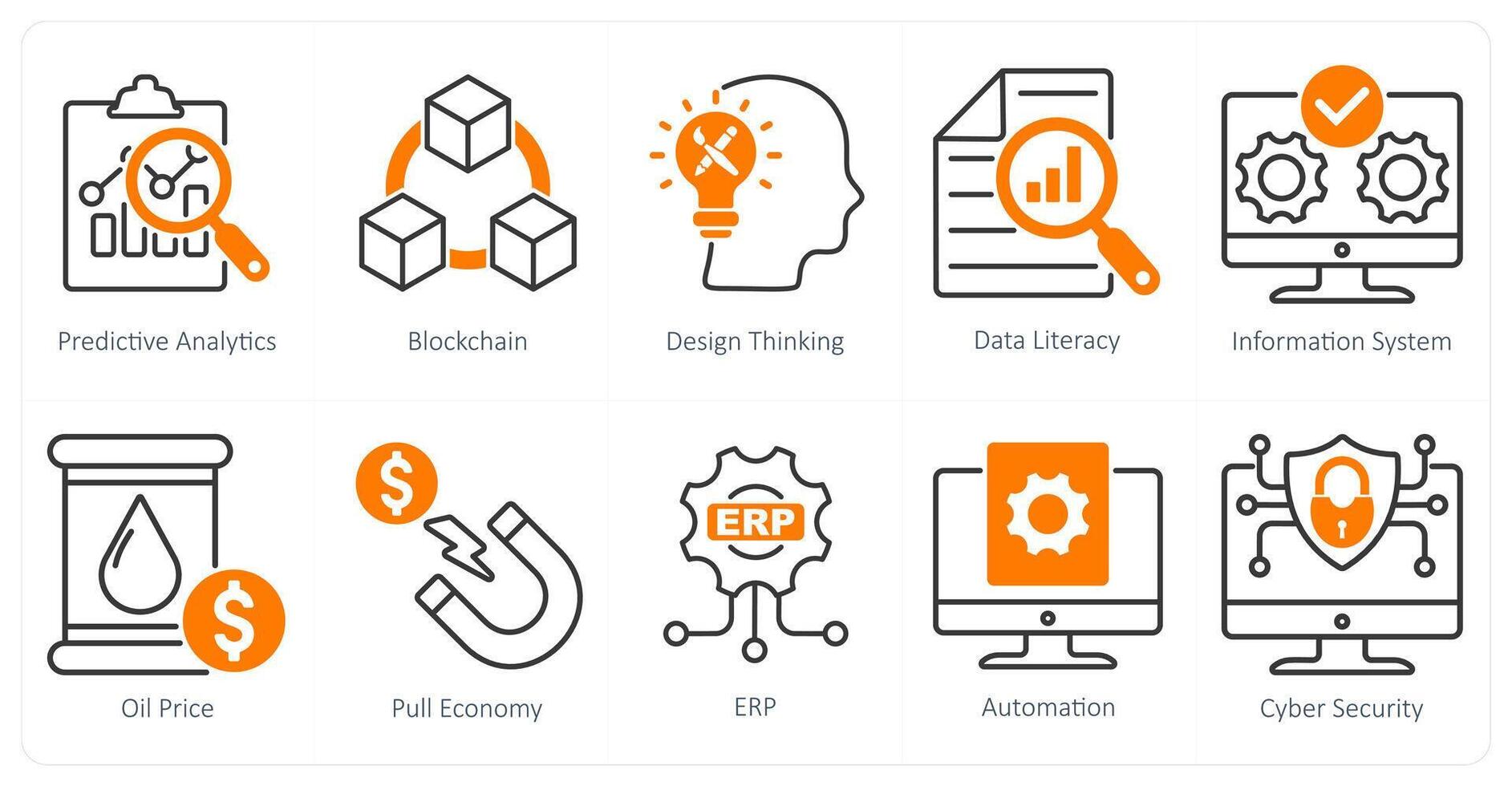 A Set of 10 Industrial icons as predictive analytics, blockchain ...