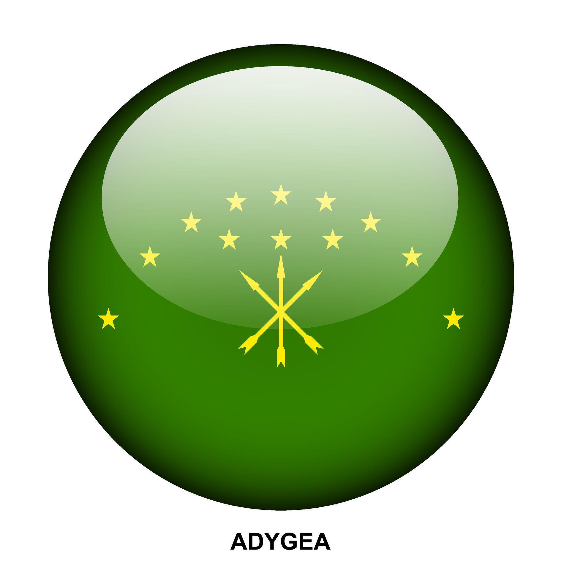 Adygea Flag Button On White Background 46527297 Vector Art At Vecteezy