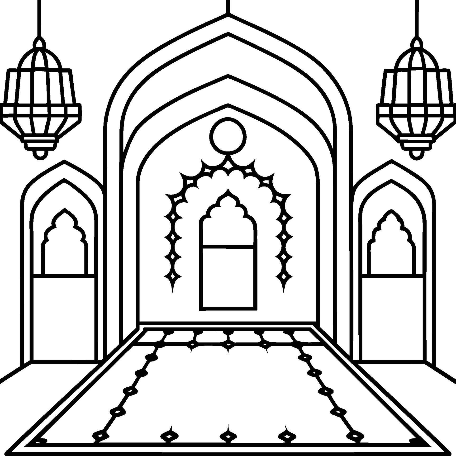 Mosque Coloring Pages Outline Minaret And Dome Mosque On White Background 46528233 Vector Art