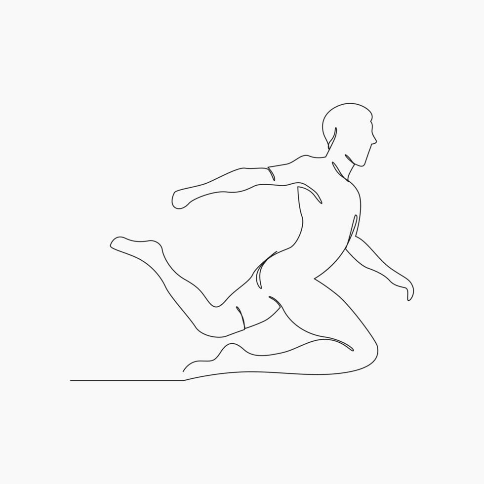 uno continuo línea dibujo de joven hombre atleta saltando individual ... uno continuo línea dibujo de joven hombre atleta saltando individual ...
