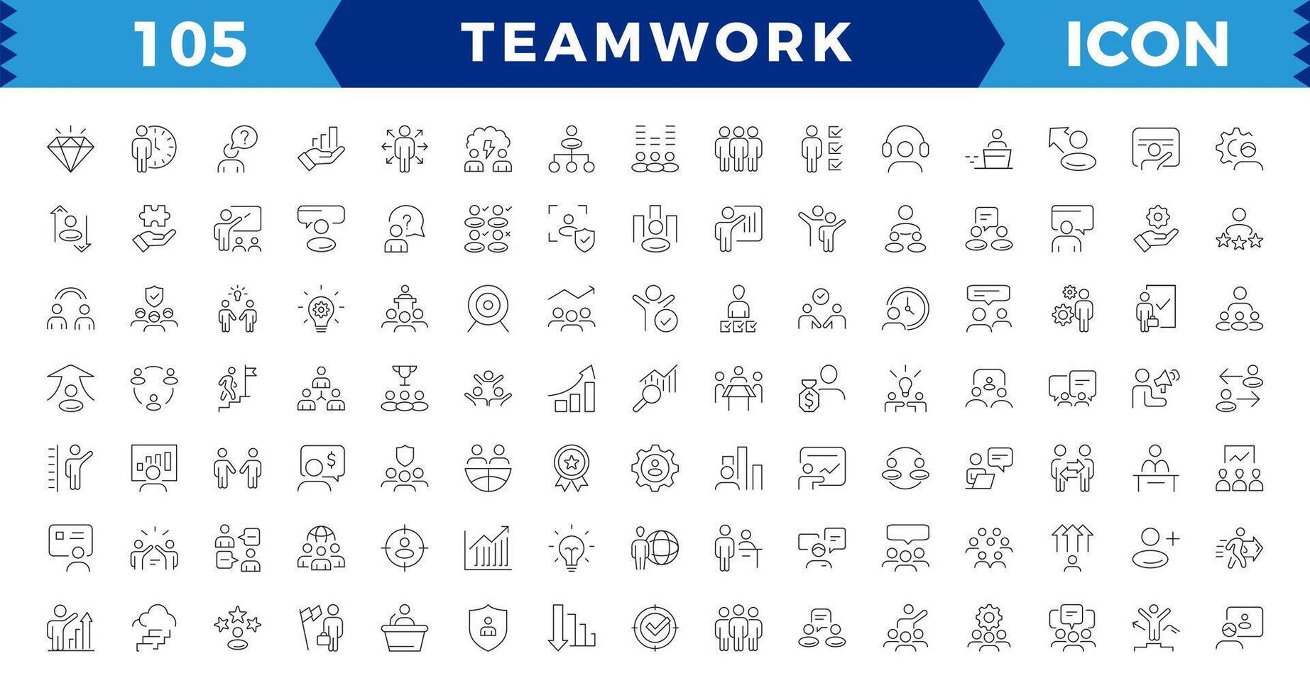 Business Teamwork Teamwork Line Icons Set Businessman Outline Icons Collection Work Group And