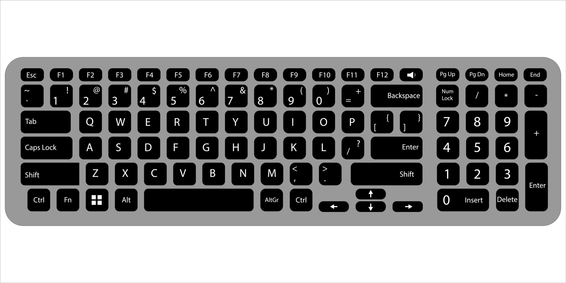 Keyboard Of Computer Laptop Modern Key Buttons For Pc Black White