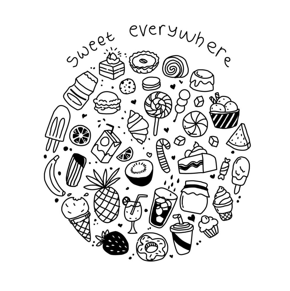 Cute Some sweet foods doodle isolated on white background 46540033 ... Cute Some sweet foods doodle isolated on white background 46540033 ...